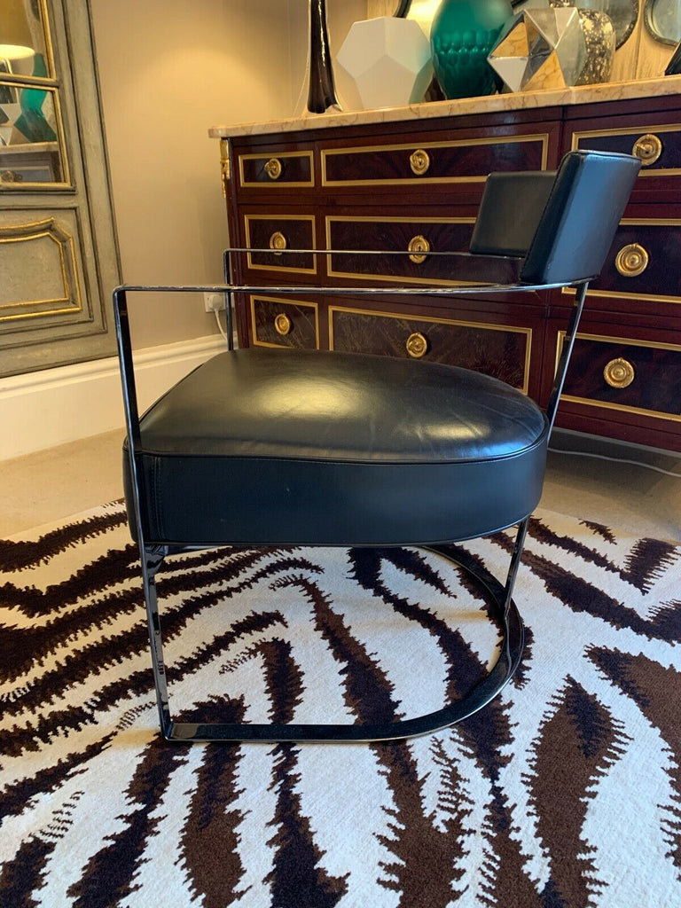 Flexform Morgan leather lounge side chair Bvlgari hotel Smoke frame rr ...